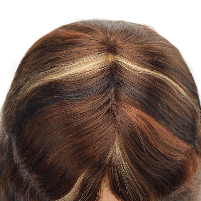 Curly Highlight Brown Hair toupee for Ladies Wholesale