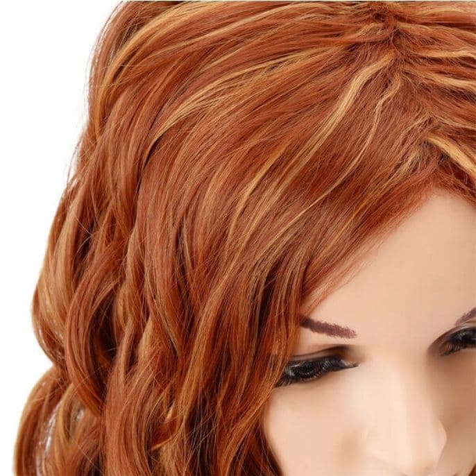 Long Golden Red Hair with Loose Curls Women's Synthetic Wig